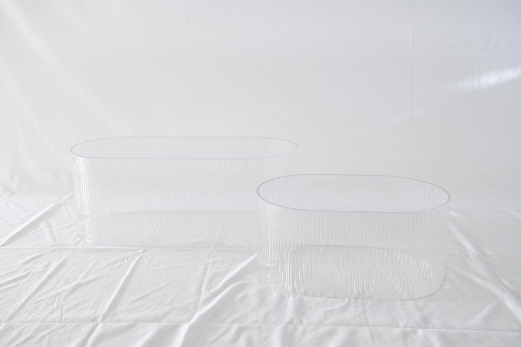 Textured Clear Acrylic Risers | Ribbed Duo 2-Piece | Plinths New York