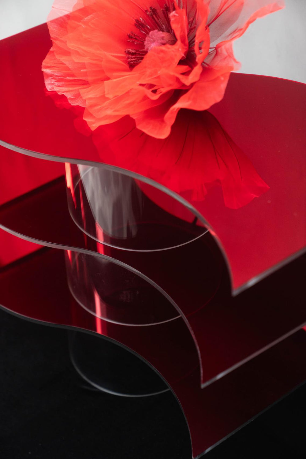 Red Acrylic Display Risers | S-Curve 6-Piece Set | Plinths New York
